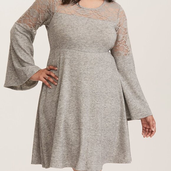 torrid | Dresses | Torrid Goth Wicca Gray Bell Sleeve Lace Inset Woven ...